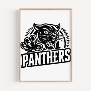 Panthers Baseball Team Logo SVG, PNG, Dxf, Ai File | Cool Panthers Cat ...