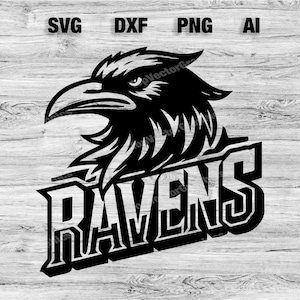 Ravens School Sport Team Logo SVG, PNG, PDF, Ai, Dxf File Baseball ...