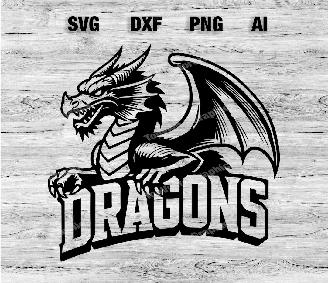 Dragons Sport Team Logo SVG, PNG, Dxf, Ai File | Baseball, Basketball ...