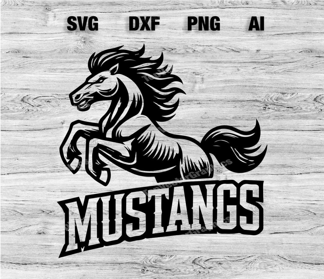 Mustangs School Sport Team Logo SVG, PNG, PDF, Ai, Dxf File Baseball ...