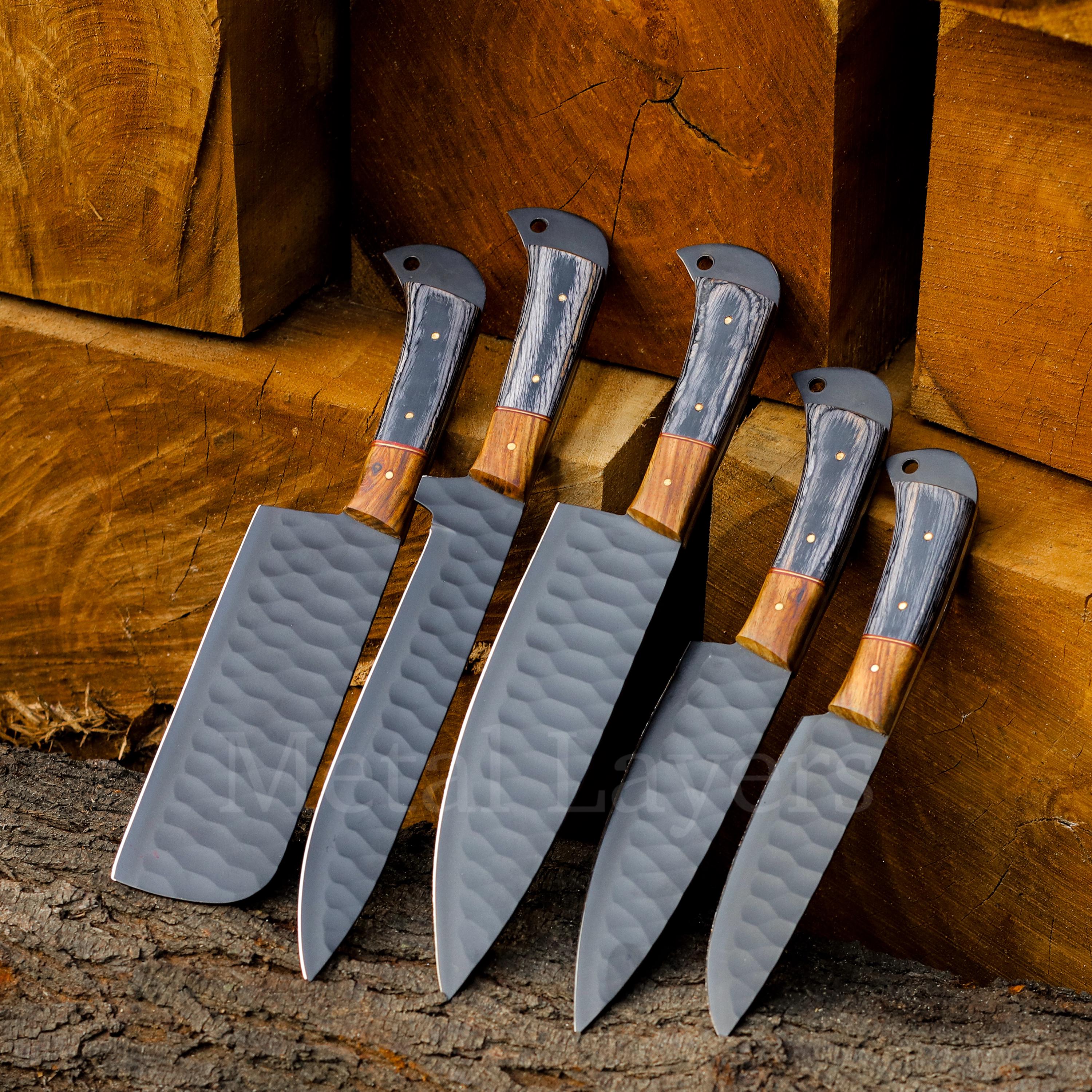 Hand Crafted Chef Knife Set of 5pcs, Razor Sharp Kitchen Knives With ...