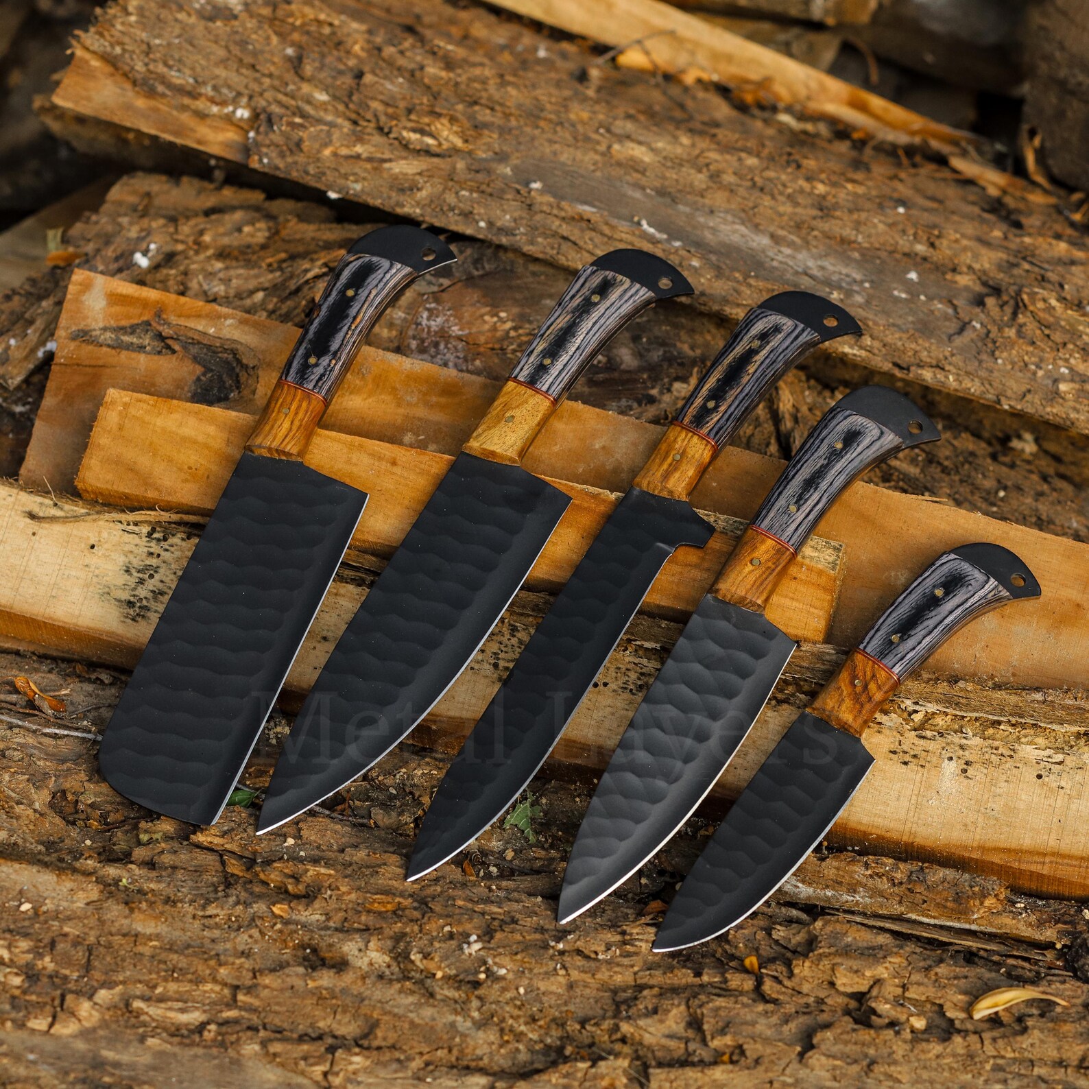 Hand Crafted Chef Knife Set of 5pcs, Razor Sharp Kitchen Knives With ...