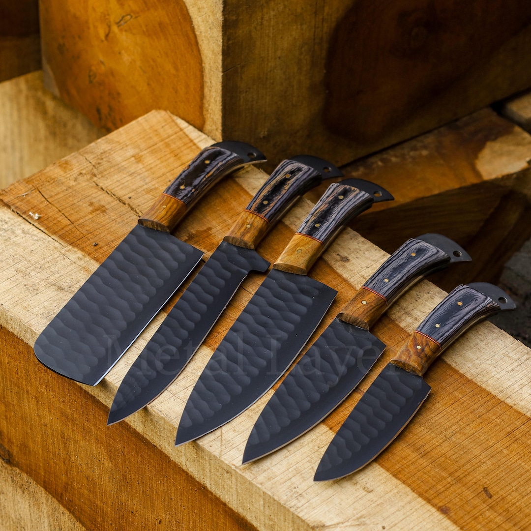 Hand Crafted Chef Knife Set of 5pcs, Razor Sharp Kitchen Knives With ...