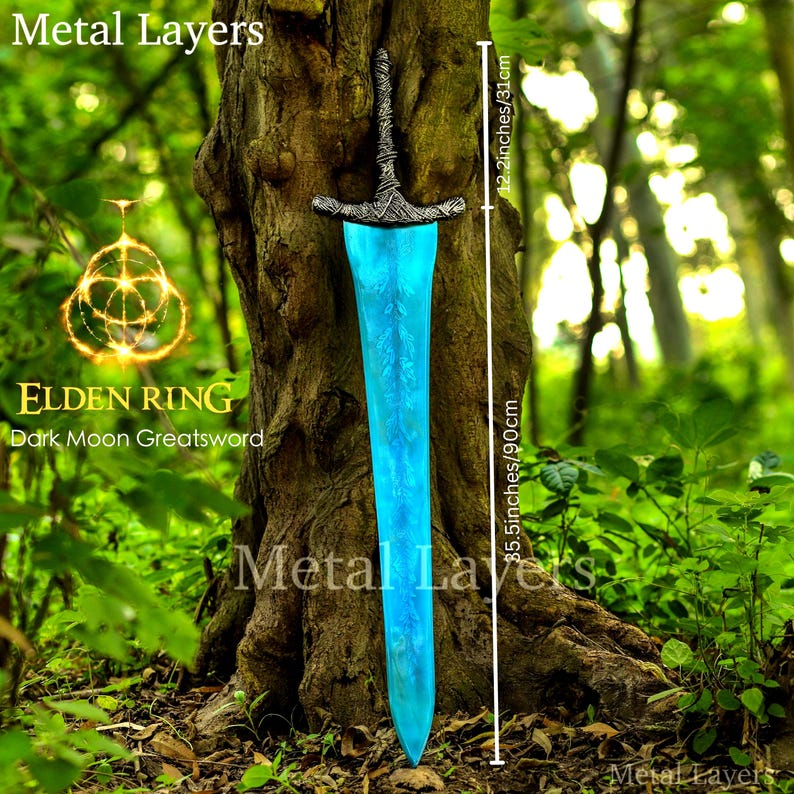 Handcrafted Dark Moon Greatsword With Leather Sheath, Elden Ring Sword ...