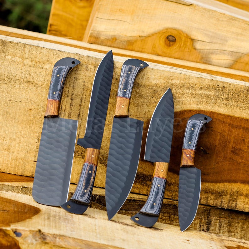 Hand Crafted Chef Knife Set of 5pcs, Razor Sharp Kitchen Knives With ...