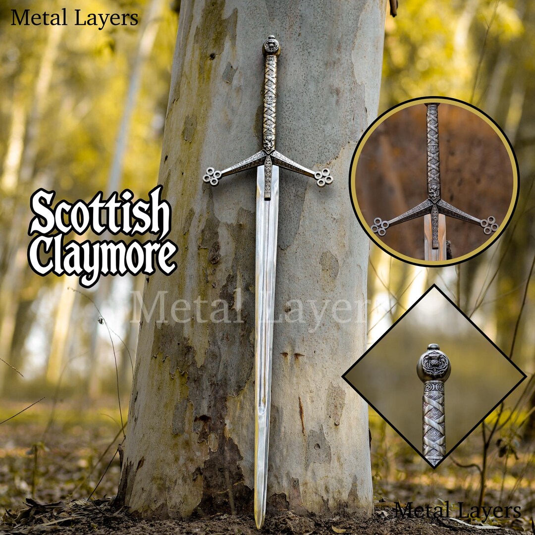 Handmade Scottish Claymore Sword With Leather Sheath,stainless Steel ...