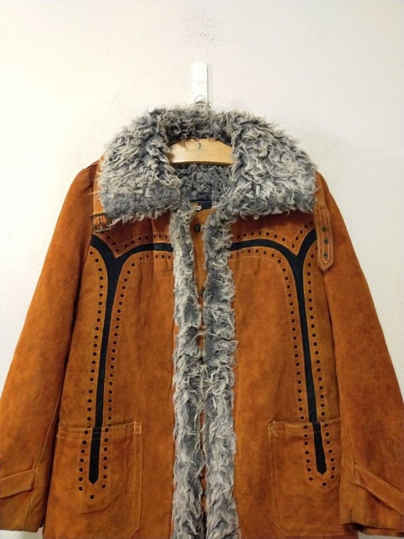 Vintage 70s Golden Crown By Bristol Suede Leather Fau… - Gem