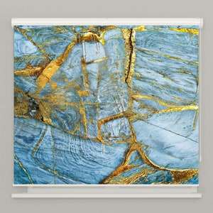 Abstract Marble Gold Veins Roller Blind, Luxurious Window Cover, Modern ...