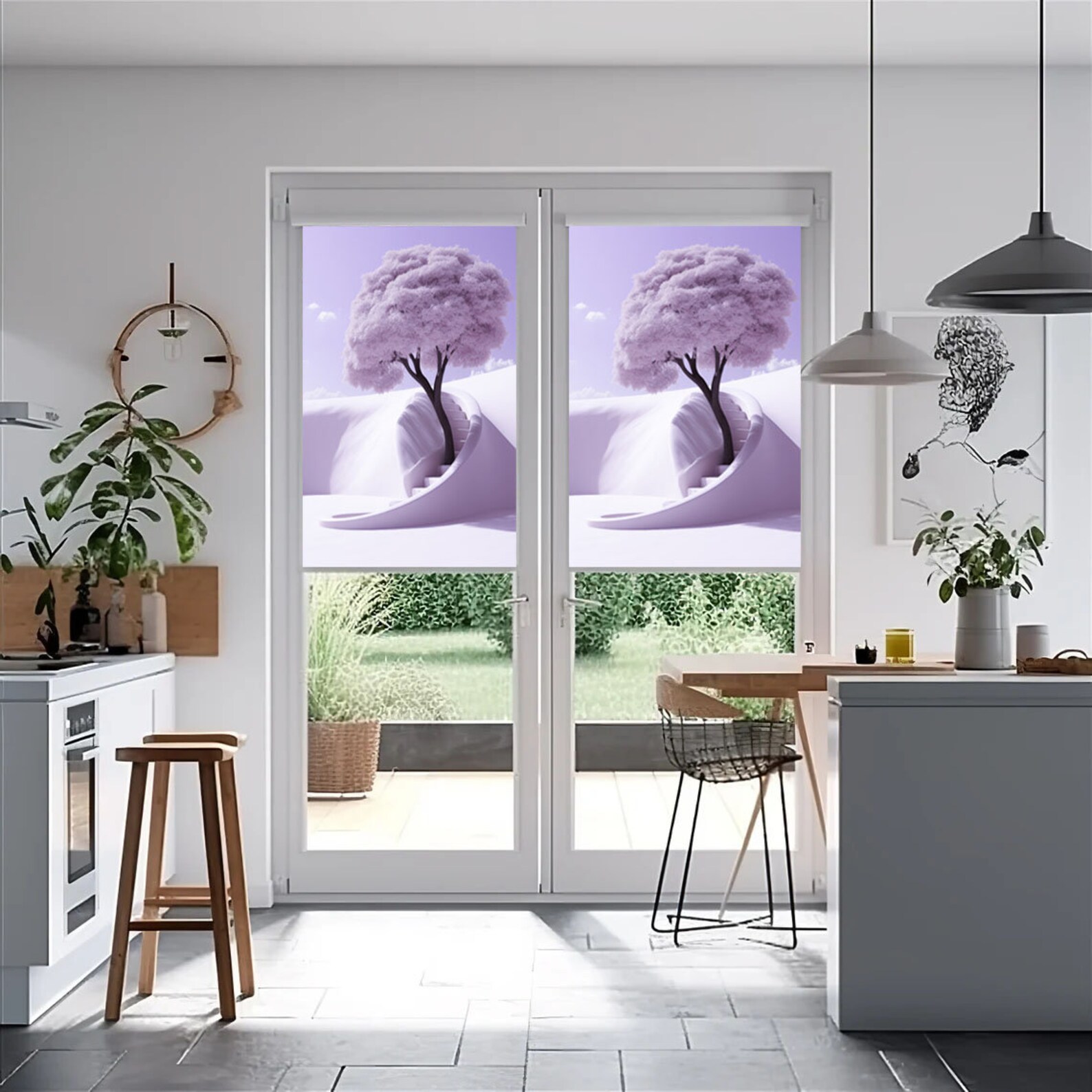 Purple Tones Personalized Shades for Door, Printed Roller Shades ...