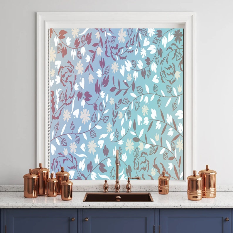 Custom Printed Roller Blind in Unique Shades of Blue-personalized ...