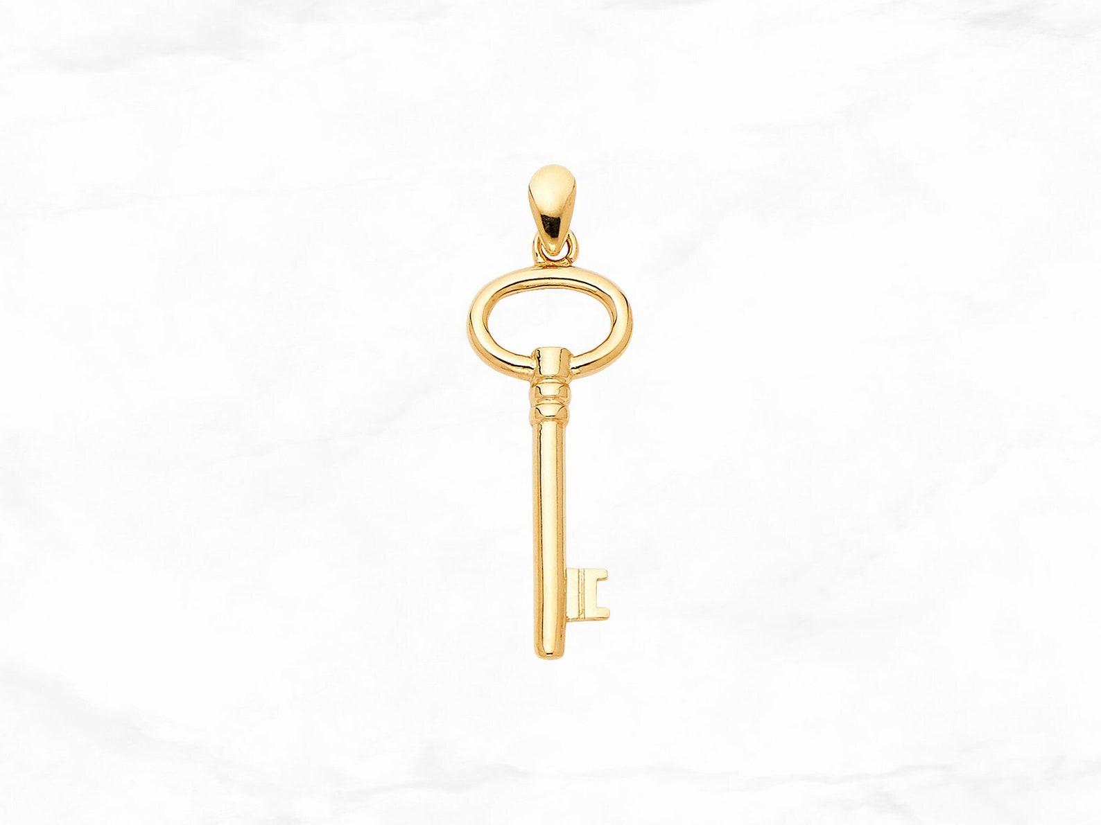 14k Gold Classic Key Pendant - Etsy