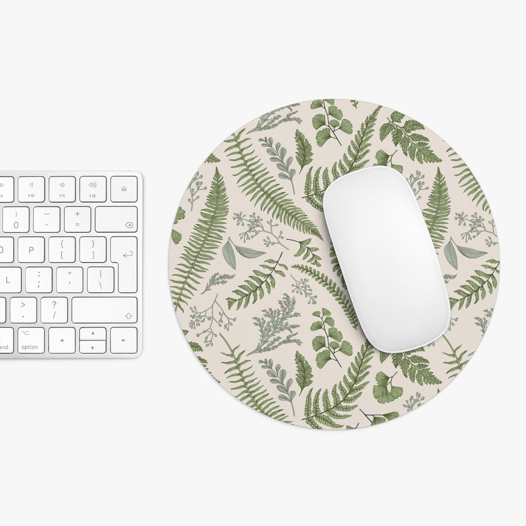 Mouse Pad Mat Round Botanical Green Plants Ferns Garden Gardening ...
