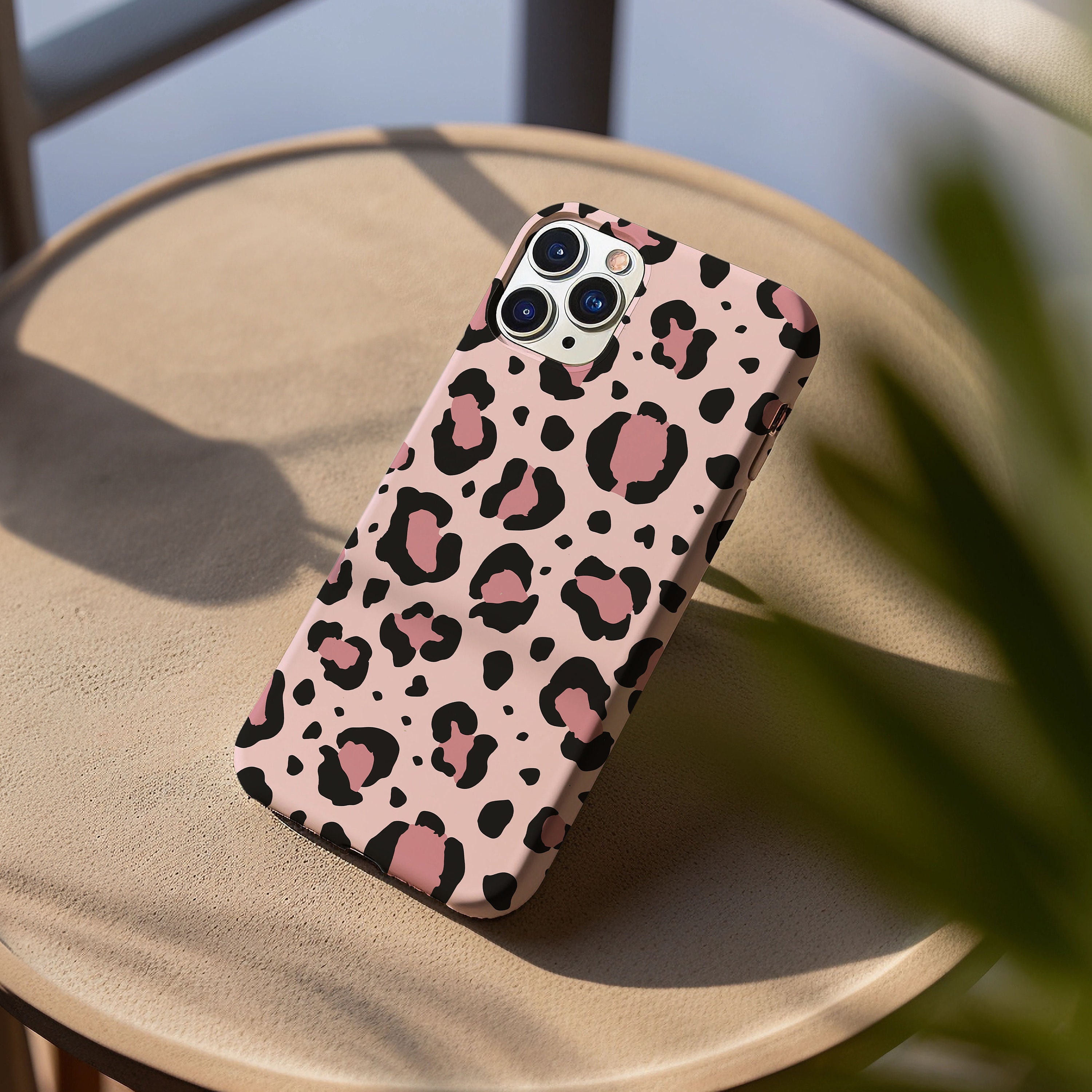 Pink Leopard Print Phone Case Tough Matte iPhone 15 14 13 12 Pro Max ...
