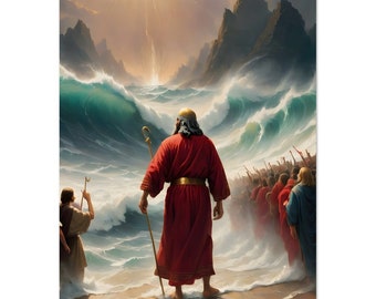 Moses Parting the Red Sea Wall Art, Bible Wall Art, Instant Download - Etsy