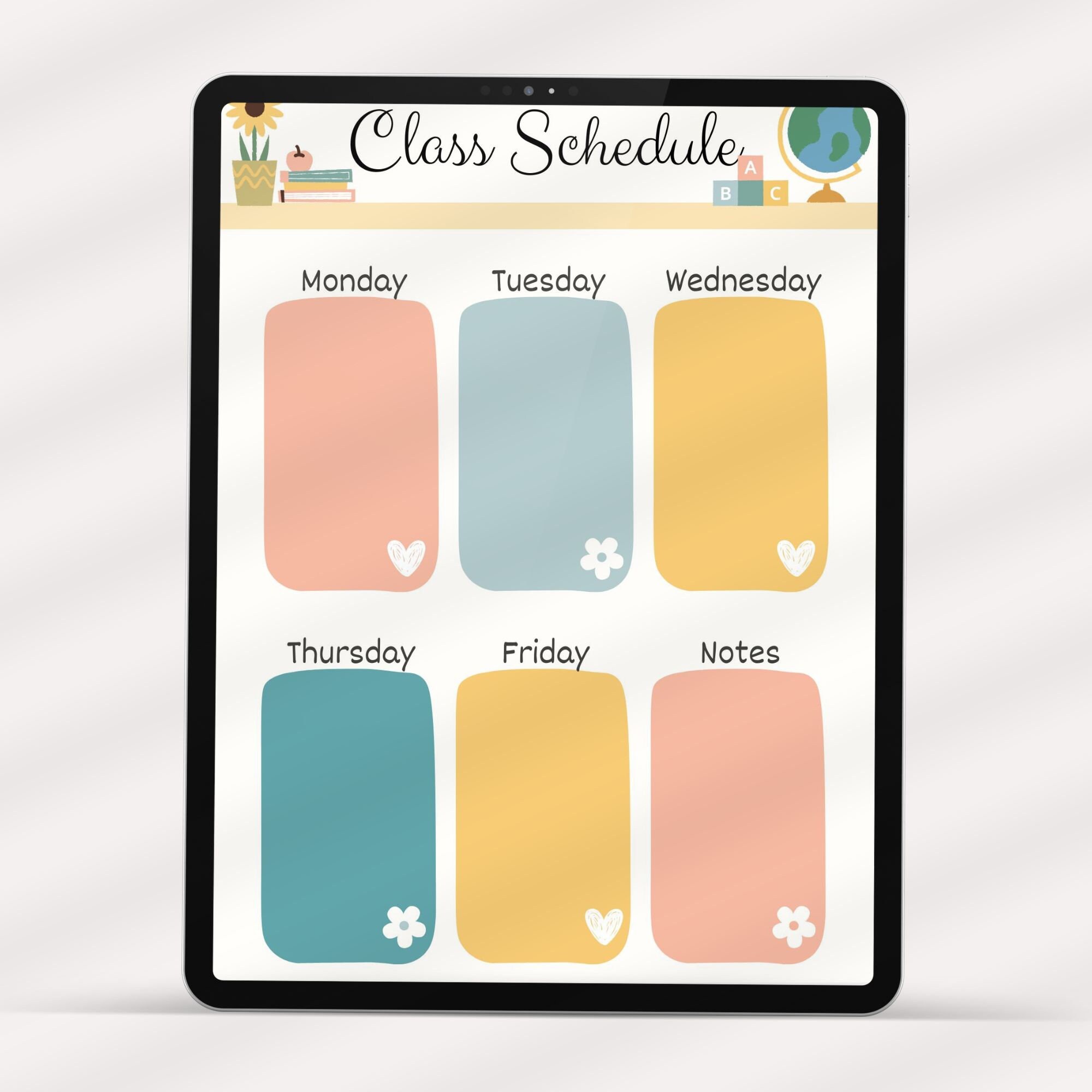 Printable Weekly Class Schedule - Etsy