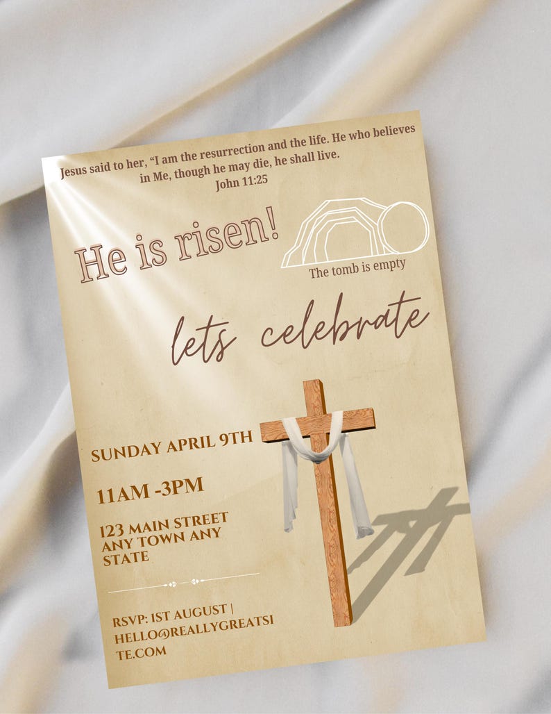 He is Risen Invitation, Easter Invitation, Church Invitation, - Etsy