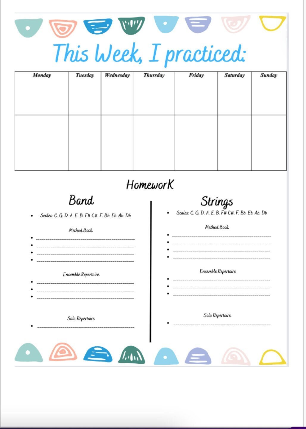 Music Practice Tracker Sheet - Etsy