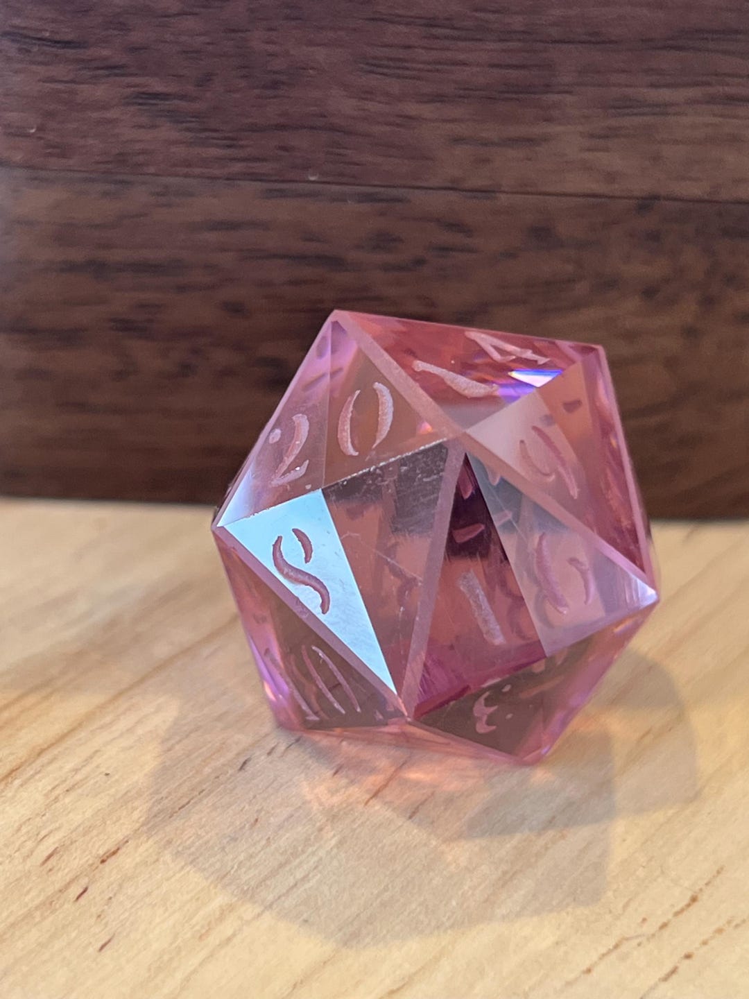 Pink D20 With Mirrored Facets, Made From Zircon Oxide Synthetic ...