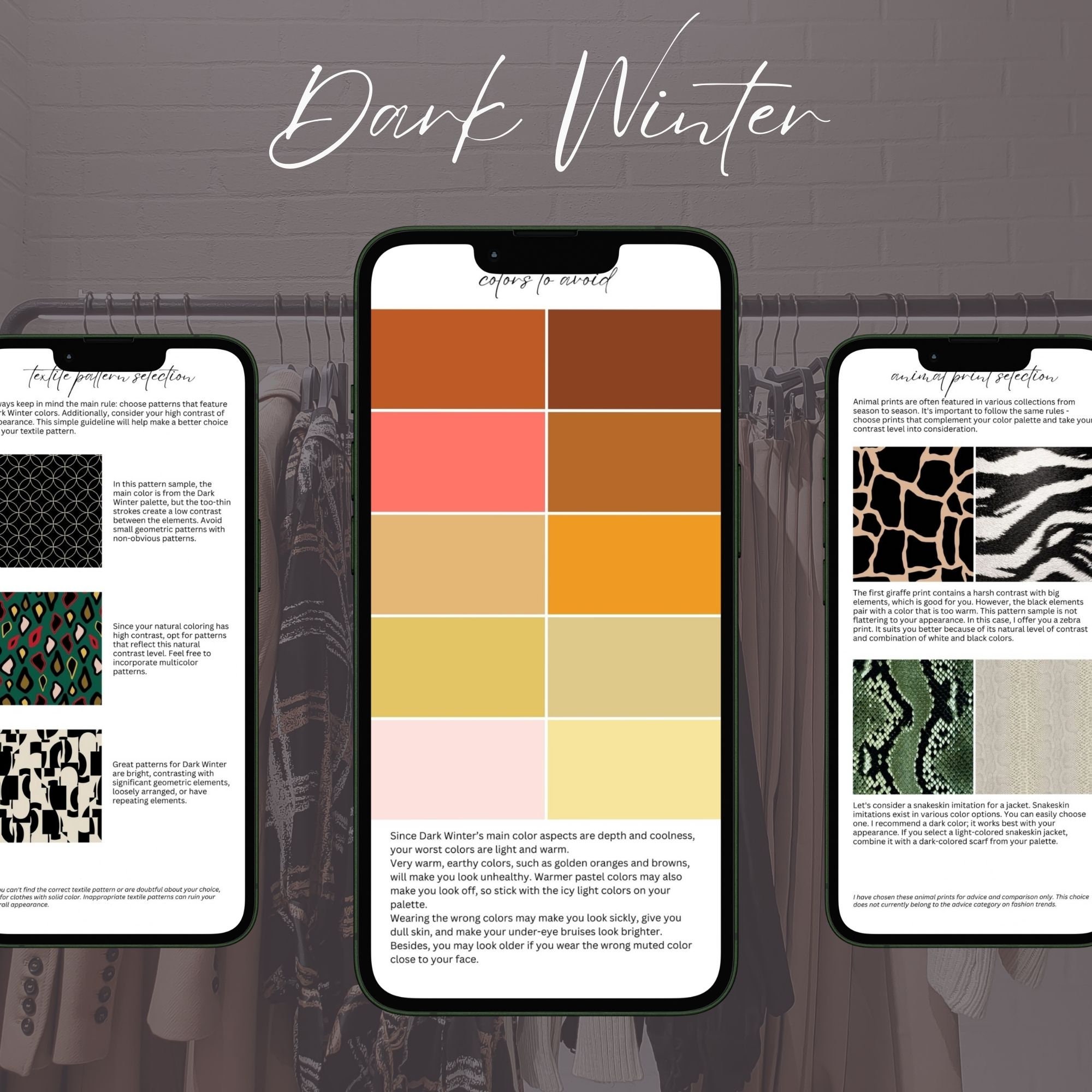 Dark Winter Palette | 12 Seasons Color Guide | Digital Color Swatches ...