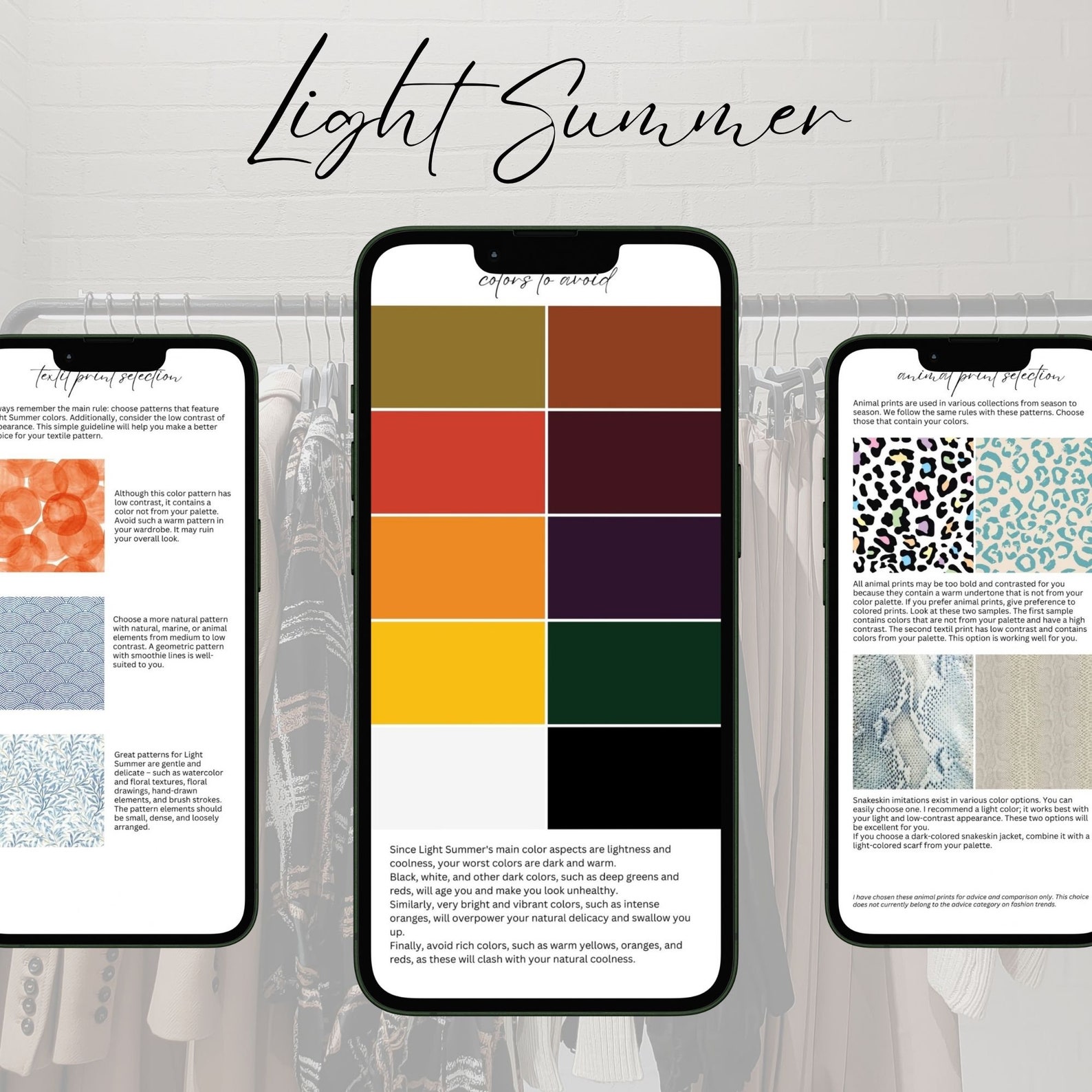 Light Summer Palette | 12 Seasons Color Guide | Digital Color Swatches ...
