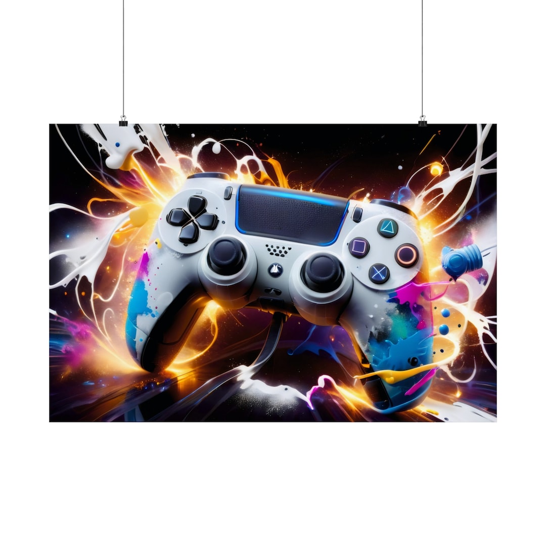 Electrified Playstation 5 Controller Poster Colorful Gamer Wall Art ...