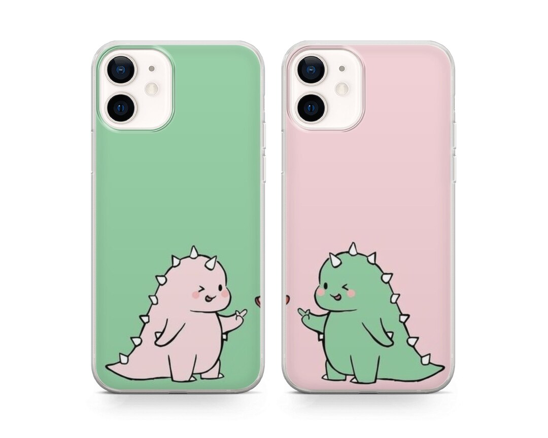 Cute Dinosaur Couple Matching Phone Cases iPhone 15, 14, 13, 12 Pro, 11 ...