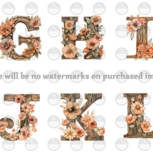 Boho Floral Alphabet PNG A-Z, Pink Flower Initial Letters Clipart Set ...