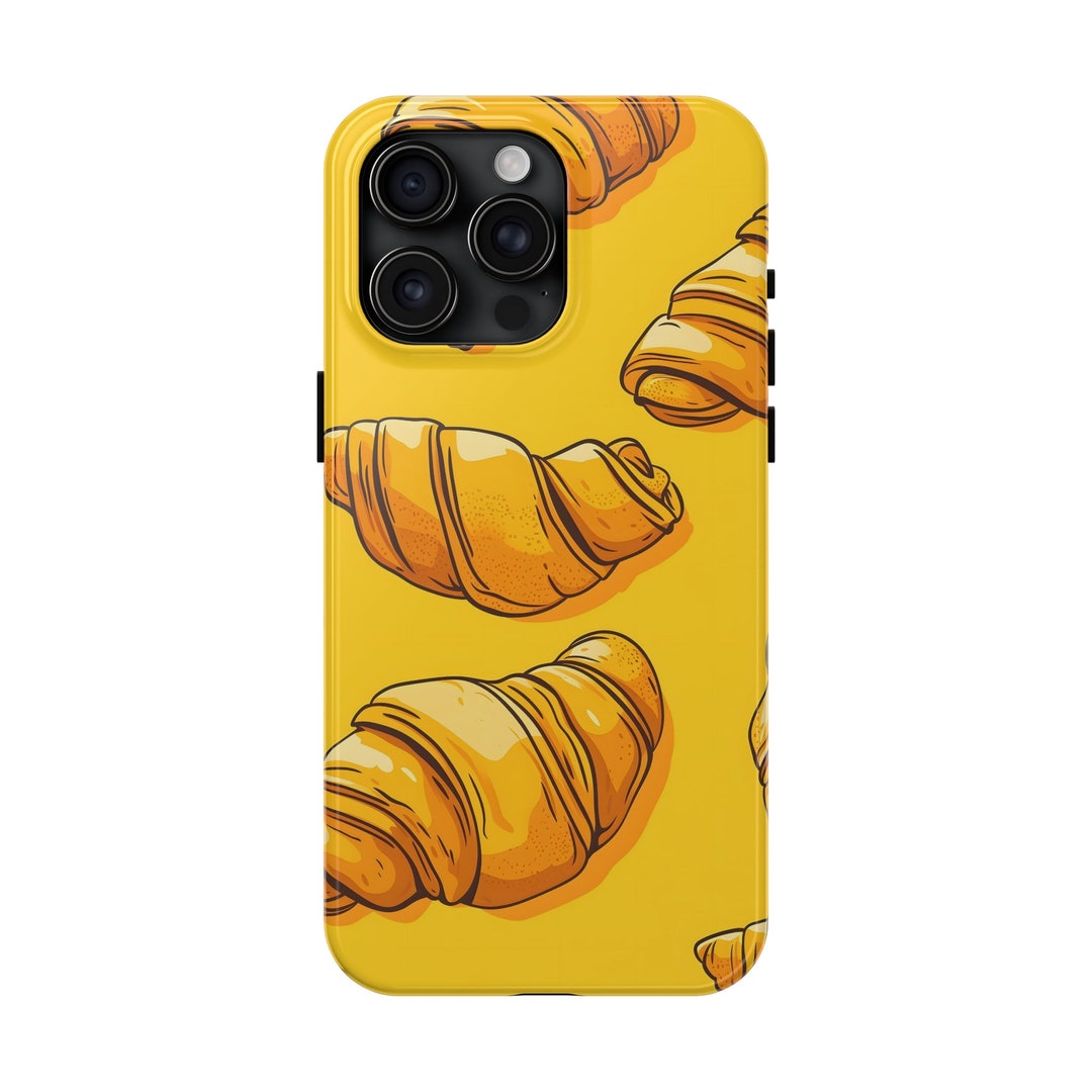 IPhone 15 Pro Max Tough Case Croissant Pattern Yellow Background ...