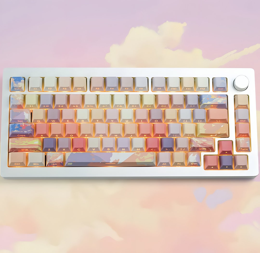 Cute Watercolor Pastel Sky Keycap Set, Side Printed Keycaps Cute Cloud Keycaps, Sky Keycaps ...