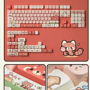 Cute Red Panda Keycap, Cute Animal Keycap Set 142PCS, MAO Keycaps, PBT ...