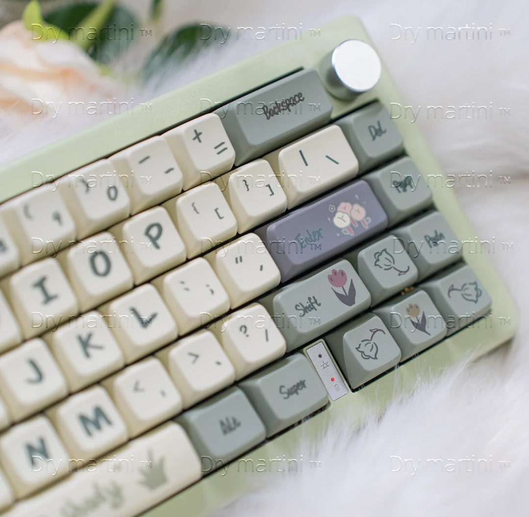 140keys Botanical Garden Keycap Set, Plant Keycaps, Floral Cute Keycap ...
