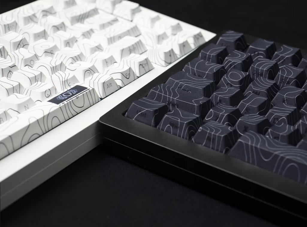 Backlit Black Contour Waves Side Print Keycap Set for Mechanical Gaming ...