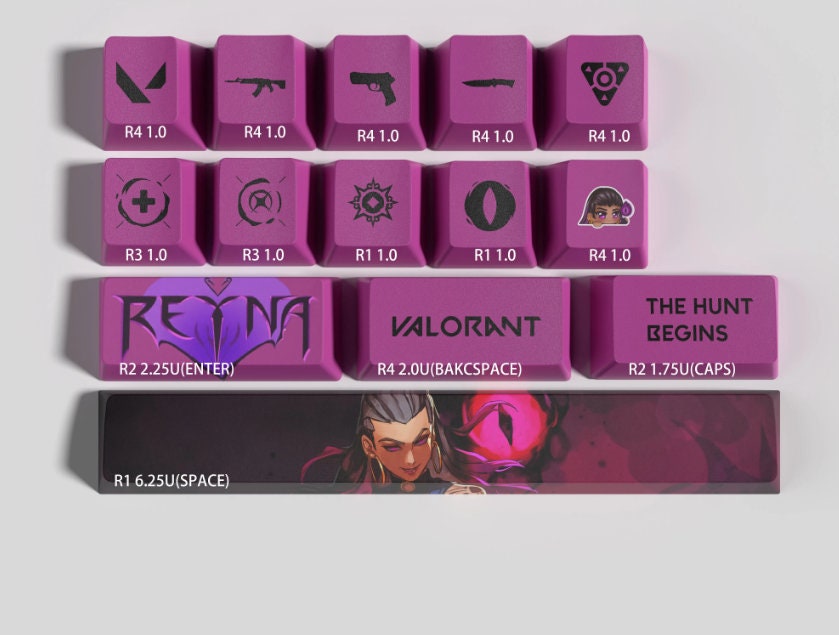 Valorant ISO Keycap Set, Jett Keycaps, Reyna Keycaps, OEM Profile ...