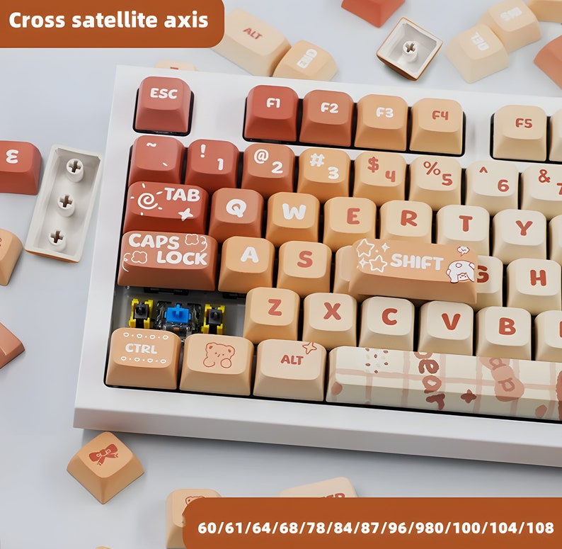 Cute Bear Gradient ISO PBT Xda Keycap Set for Mechanical Keyboard ...