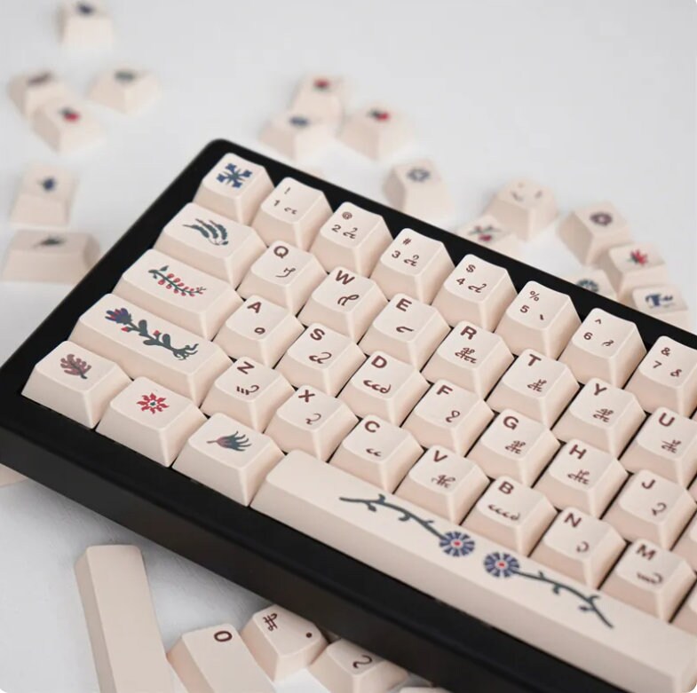 Voynich Manuscript Keycap Set-135 Keys, Beige PBT Keycap Set, Hand ...