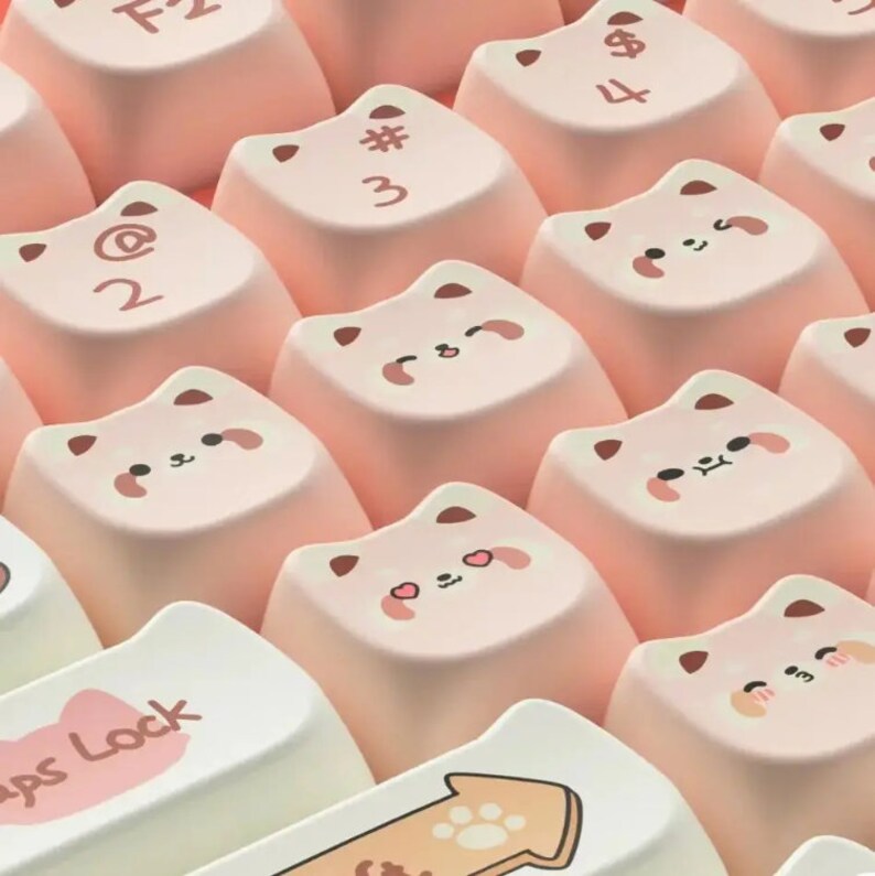 Cute Red Panda Keycap, Cute Animal Keycap Set 142PCS, MAO Keycaps, PBT ...