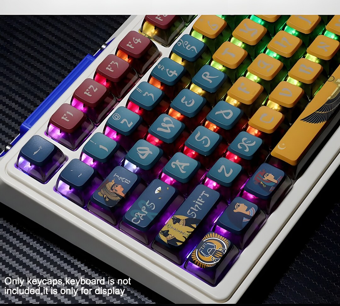 Pudding Egypt Keycaps Set, 117 Keyboard Keys PBT, Backlit Cute Keycap ...