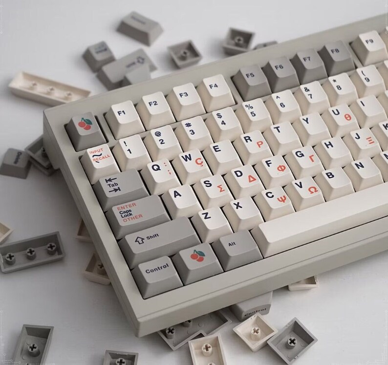Gray Retro Keycap Set PBT ISO, Japanese Keycap Set, German Keycaps Set ...