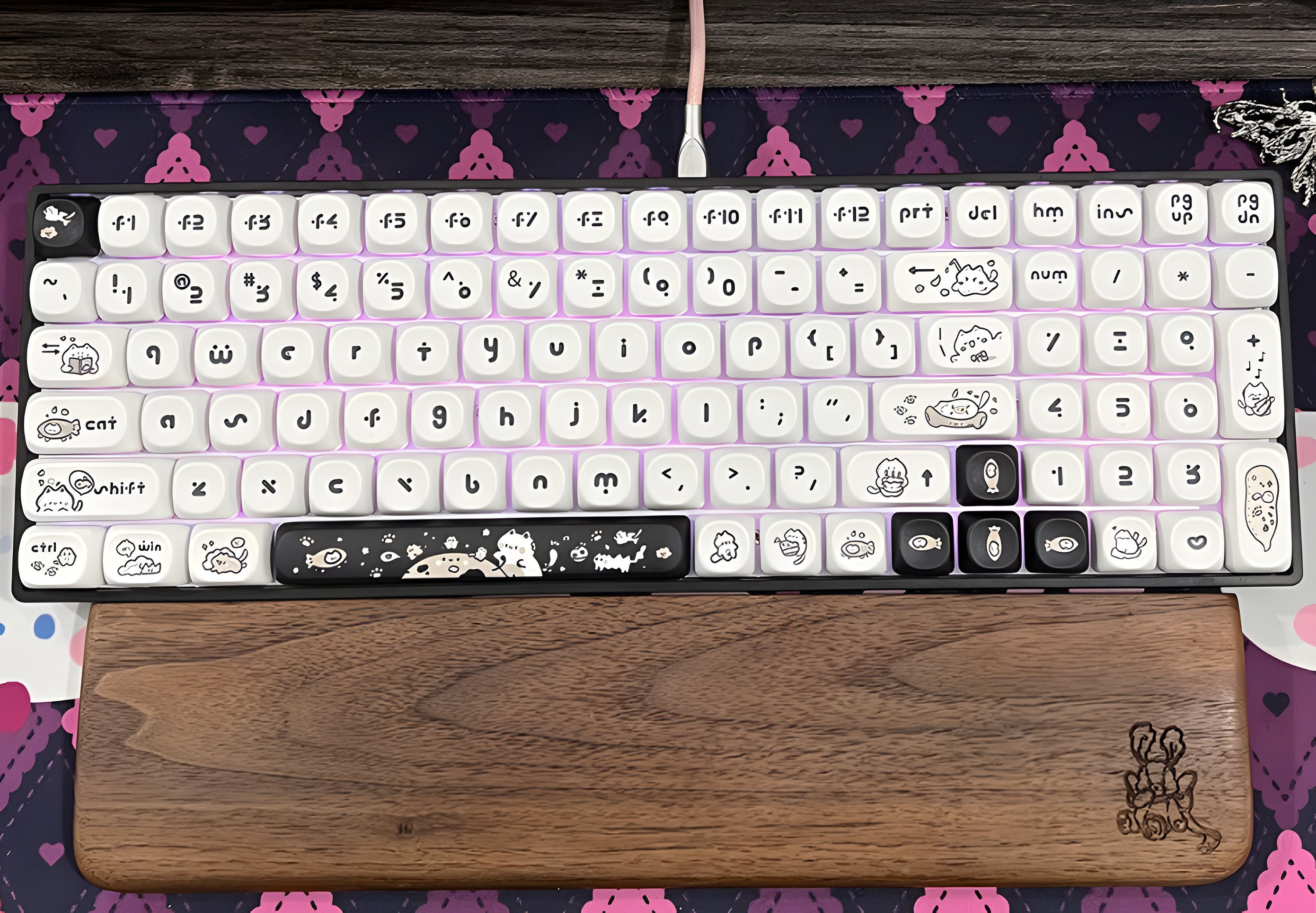 Happy Kitten Keycap Set, MOA Profile, Cute Art, PBT, Cherry MX Stem ...