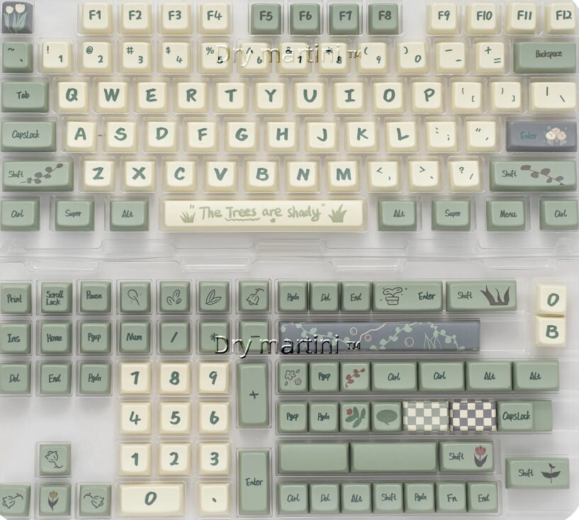 140keys Botanical Garden Keycap Set, Plant Keycaps, Floral Cute Keycap ...