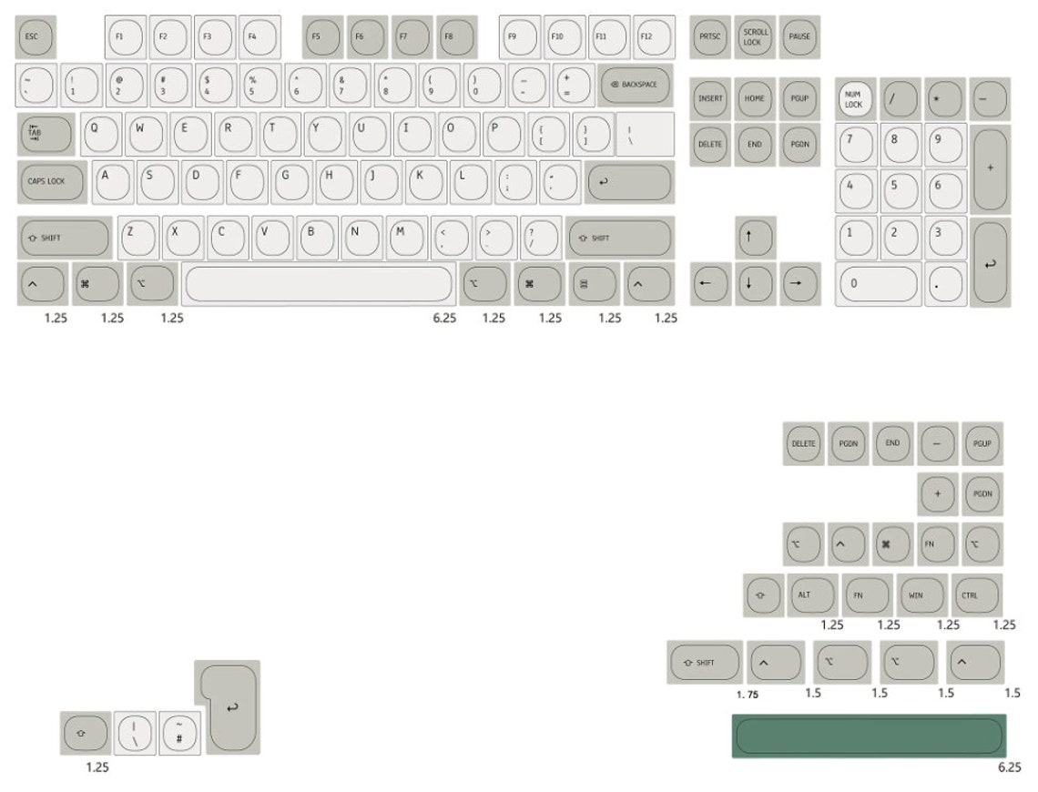 Gray Retro Keycap Set, Round Keycap Set, Iso Keycap Set, Ma Keycaps ...