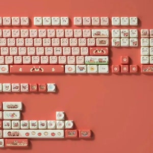 Cute Red Panda Keycap, Cute Animal Keycap Set 142PCS, MAO Keycaps, PBT ...