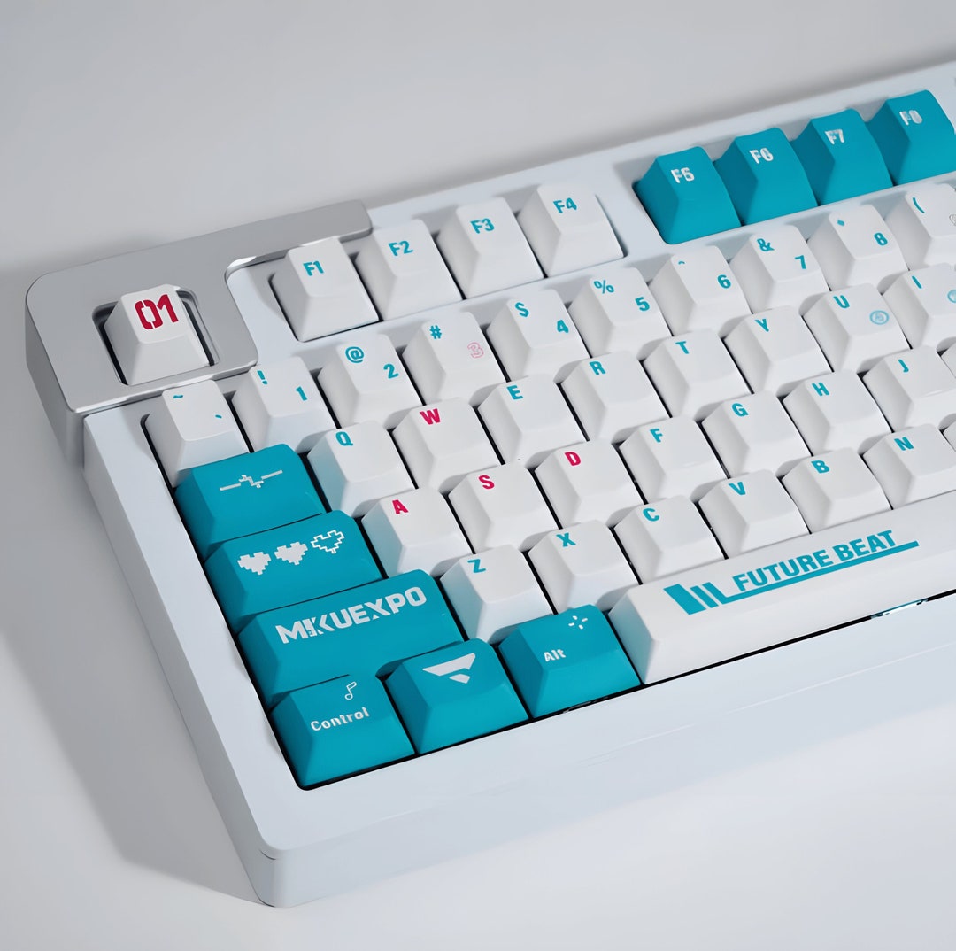 Cute Blue Hatsune Miku OEM PBT Iso Keycap Set for Mechanical Keyboard ...