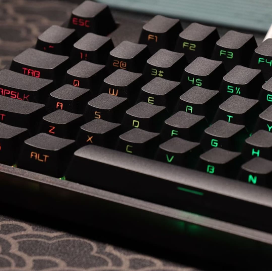 Minimalist Black Backlight Keycap Set-131 Keys, Matt Black Keycap Set ...