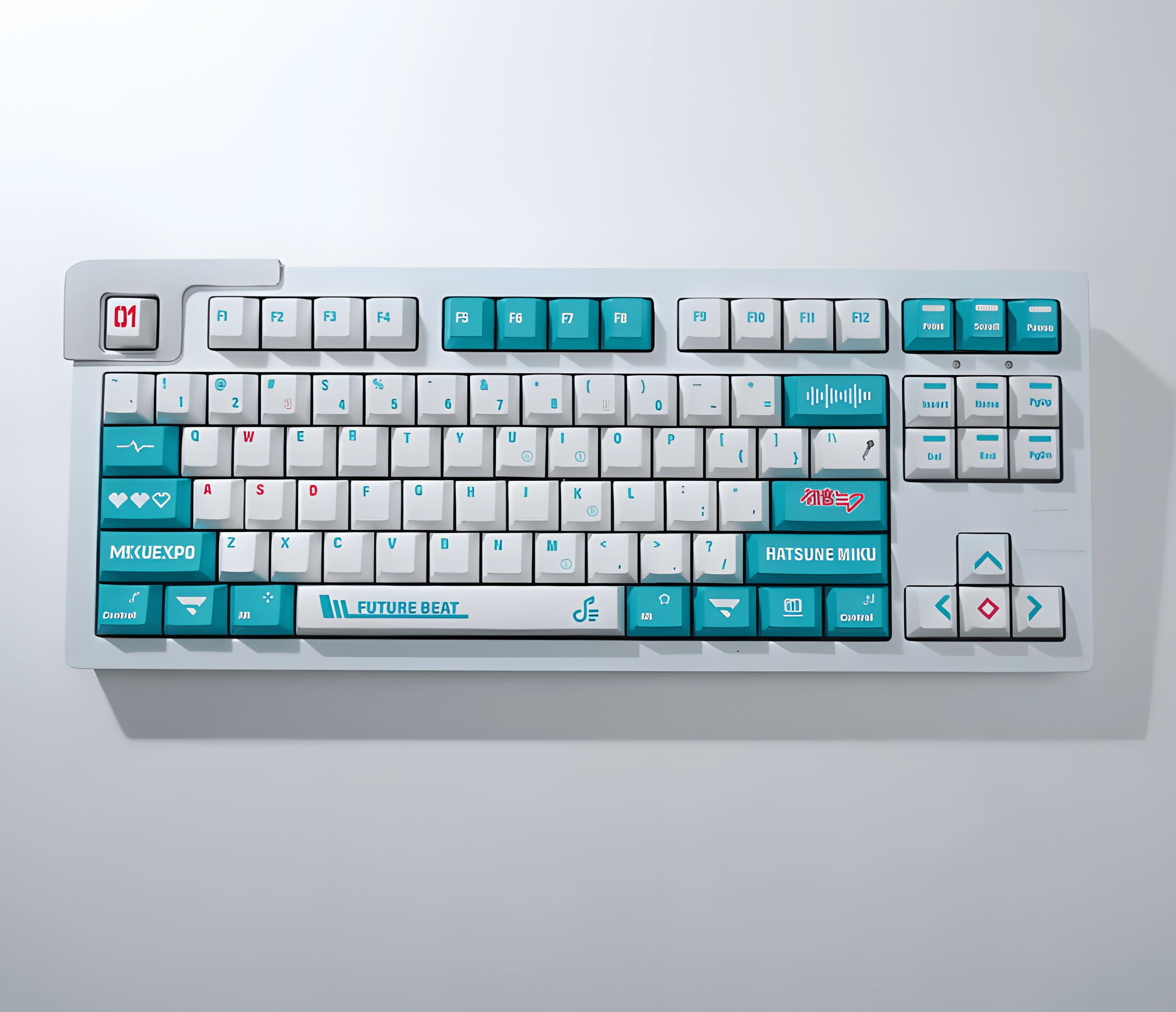 Cute Blue Hatsune Miku OEM PBT Iso Keycap Set for Mechanical Keyboard ...
