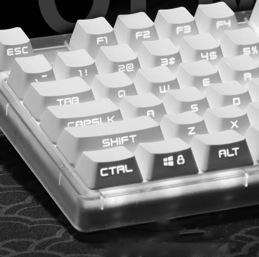 Black/white Backlit Side Print Keycap Set, Shine Through 133 Key PBT ...