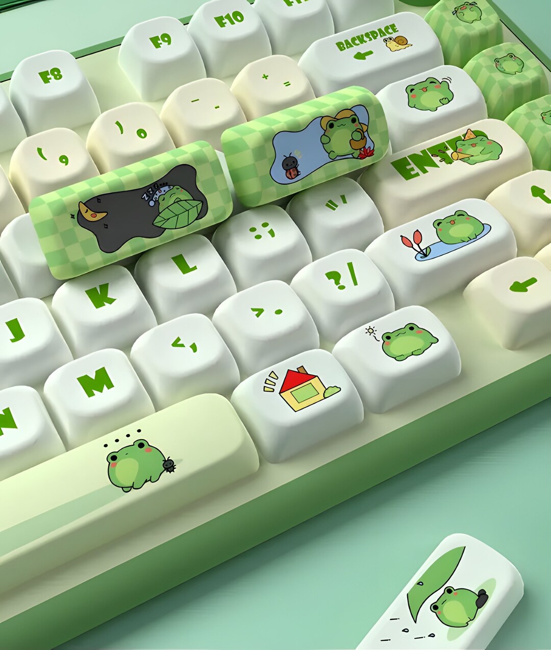 Cute Green Frog Theme Keycap Set, PBT Keycap, Cute Cartoon Anime Keycap ...