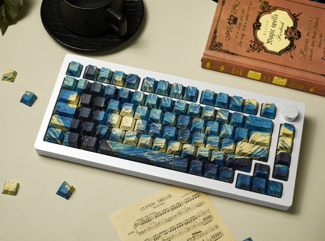 Starry Night Keycap Set, Side Printed Keycaps, the Great Wave Starry ...