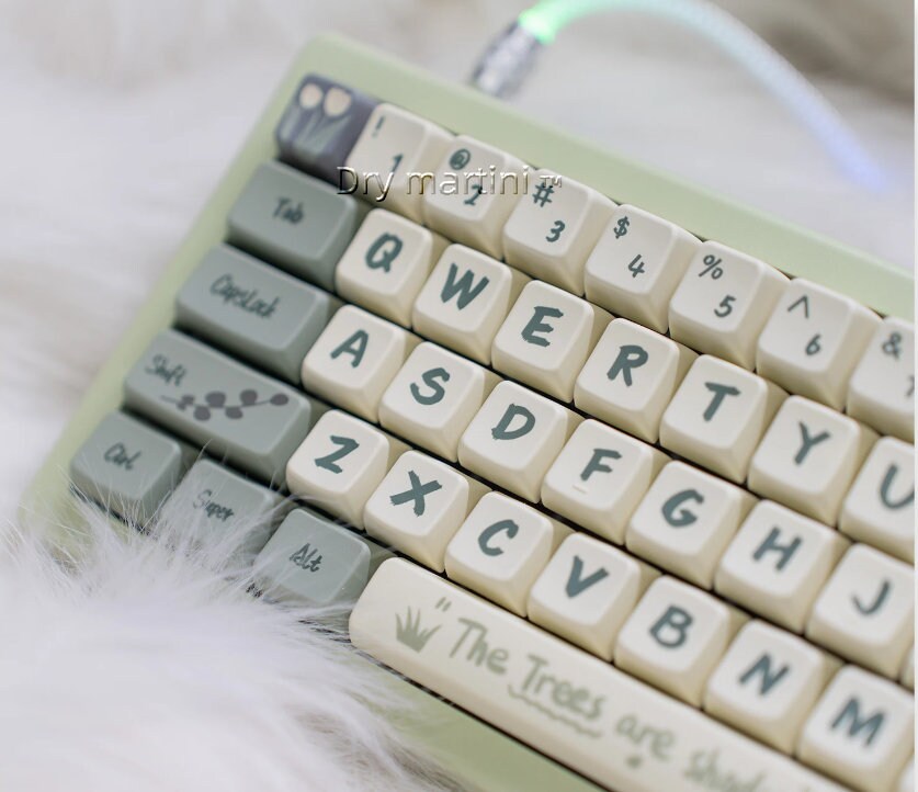 140keys Botanical Garden Keycap Set, Plant Keycaps, Floral Cute Keycap ...