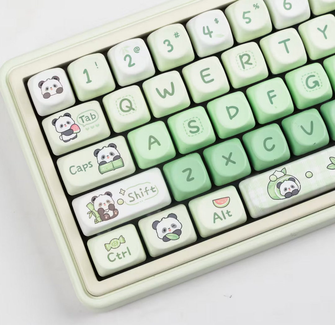 Gradient Green Panda Keycaps Se 142pcs, Cute Animal Keycap, SOA Keycap ...